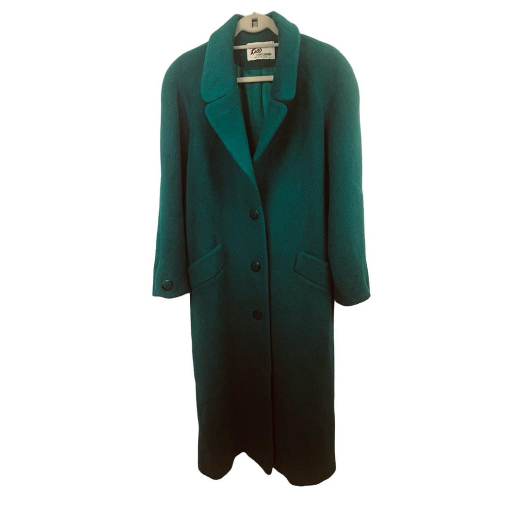BEAUTIFUL Emerald/teal Riel Wool/mohair Long Dress Coat Pockets Luxury ...