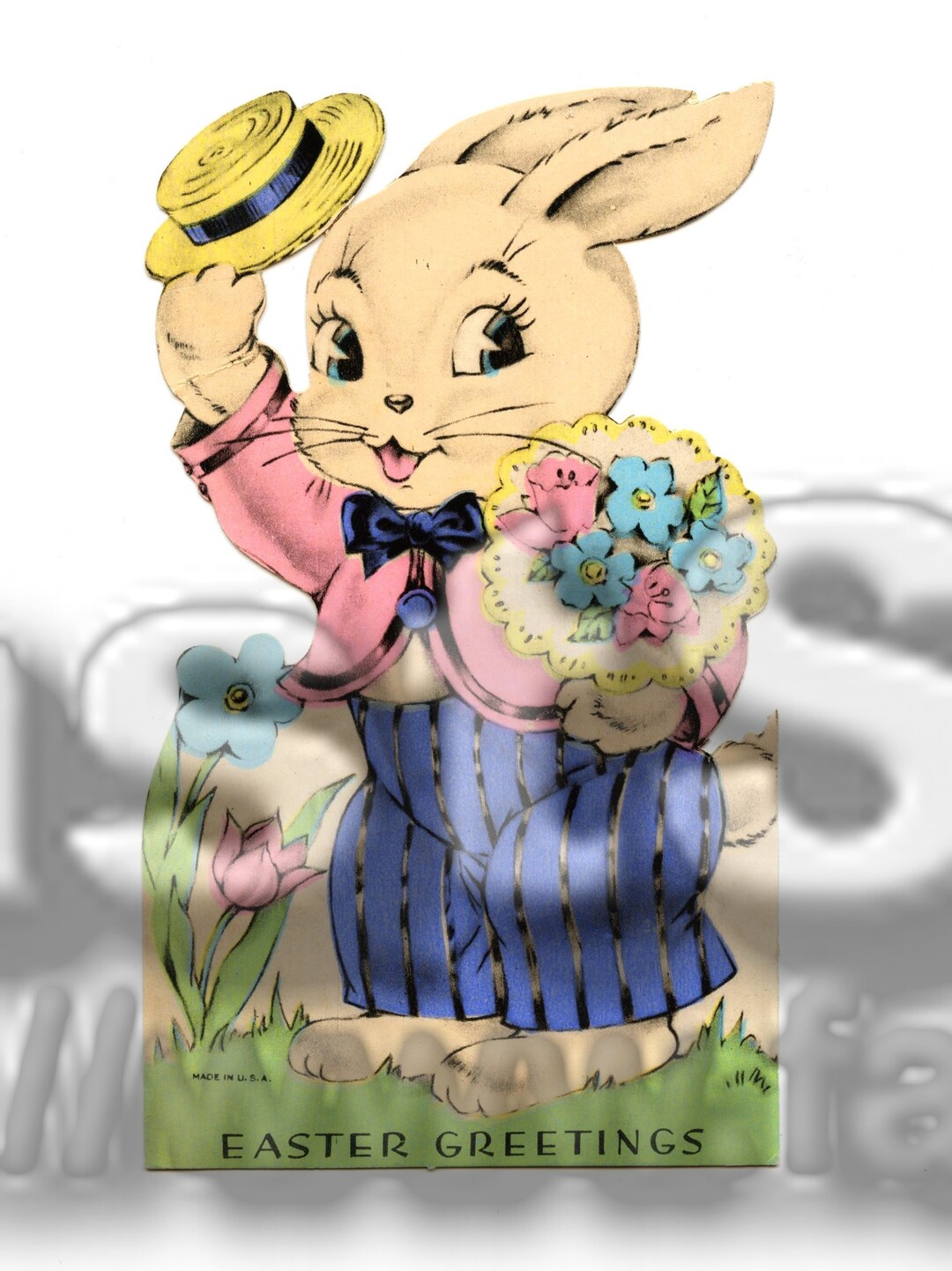 Old Easter Bunny Card Digital File PNG, JPG TIFF - Etsy