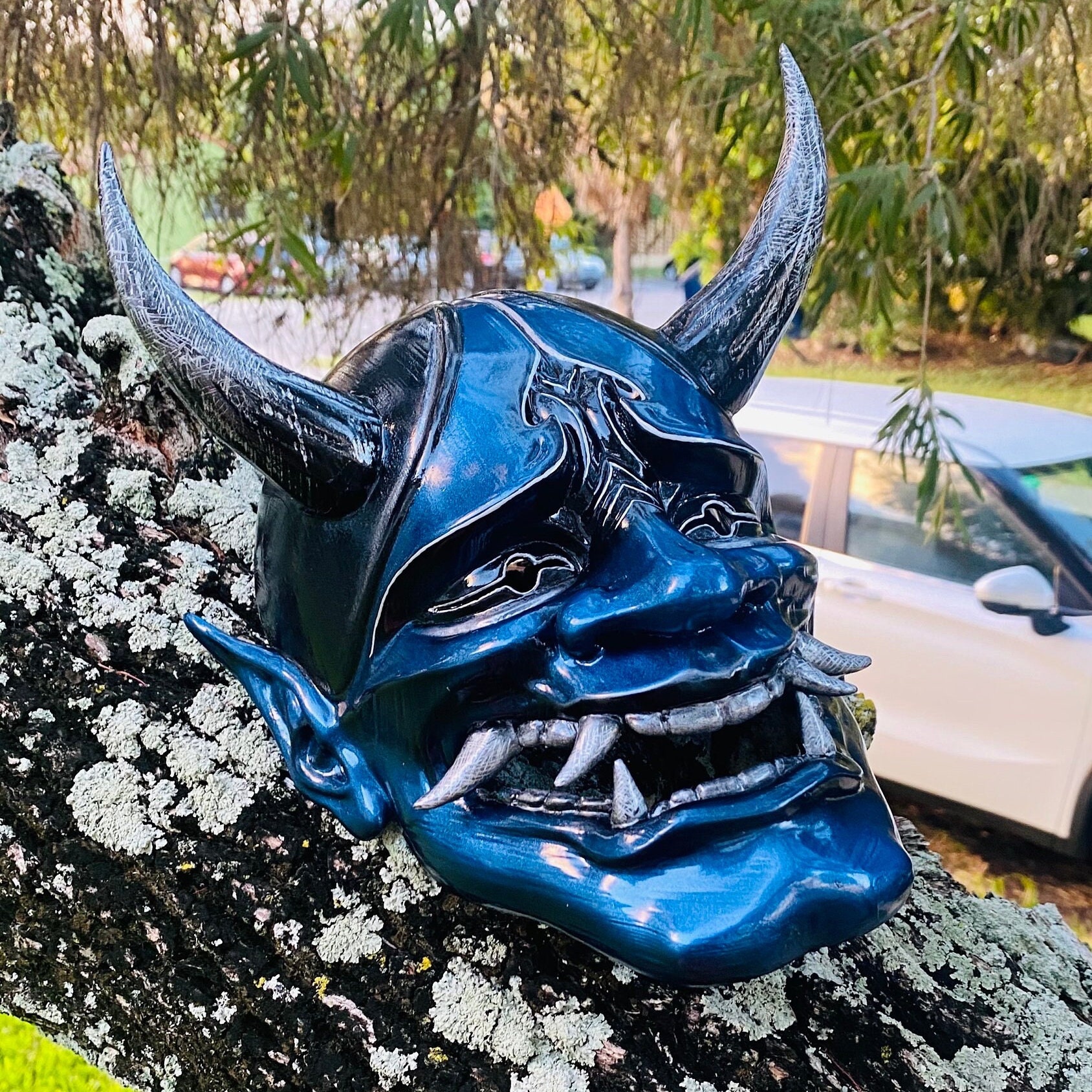 Blue Oni Mask. Masks, Handmade, Spirit, Mask, Decor, for Home ...