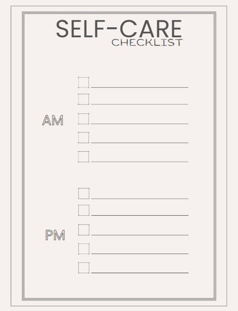 Printable Self-care Checklist for ADHD Reminder List for Personal Care ...