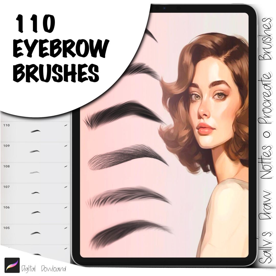 110 Procreate Eyebrow Brushes Illustrators , Dıgıtal Stamps for Procreate App Ipad, Digital ...