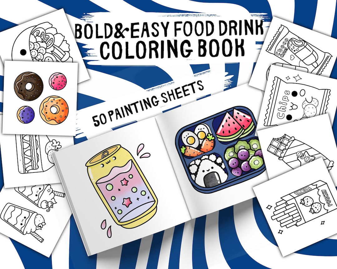 Bold and Easy Food Drink & Sweet Coloring Book, Relaxation Painting ...