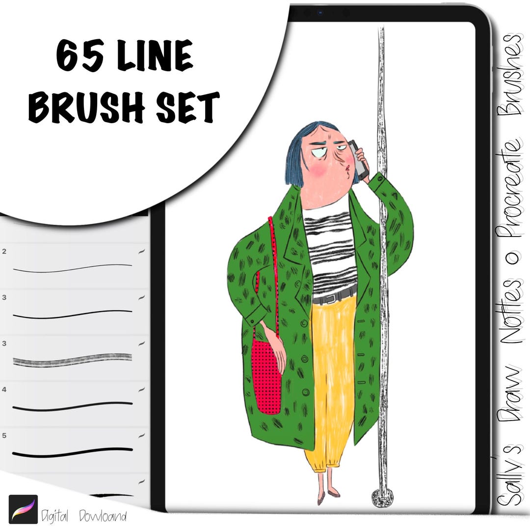 65 Line Brush Set for Procreate, Line Art Digital Procreate Pencils ...