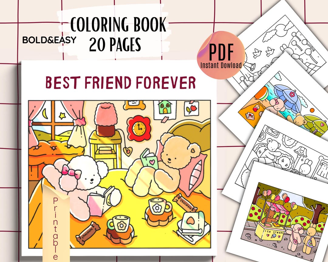 Best Friends Forever Coloring Book, Bold and Easy 20 Pages Painting ...