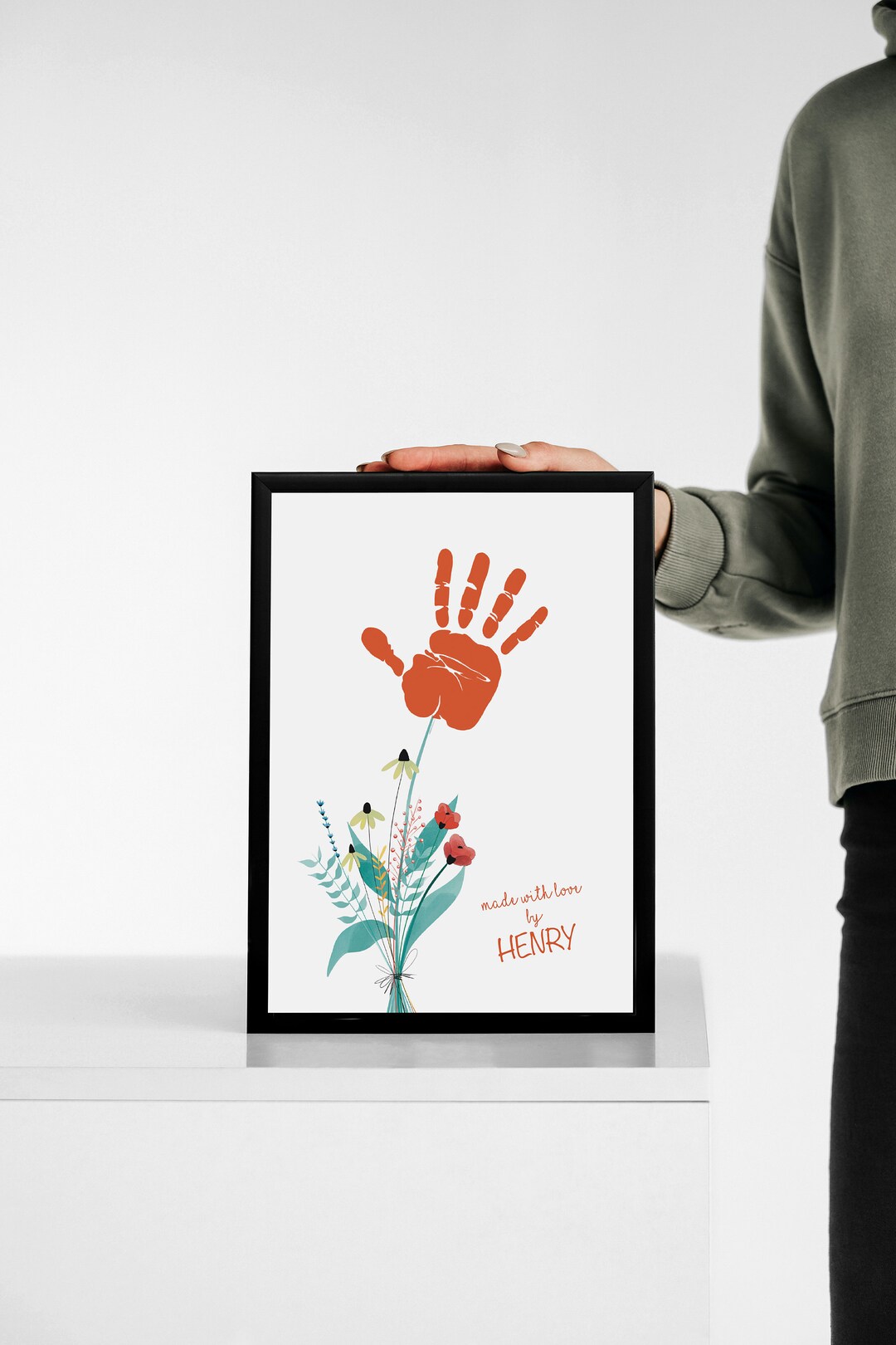Custom Mother's Day Craft Handprint Art Birthday Activity Floral ...