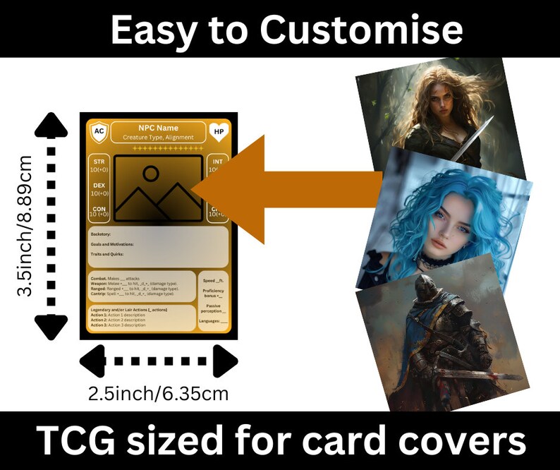 D&D Card Template Monster, NPC, BBEG, Item Template Cards, TCG Sized 2 ...
