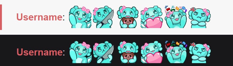 Cute Teal Axolotl Emotes Twitch Emoji for Streamer Discord, Youtube ...