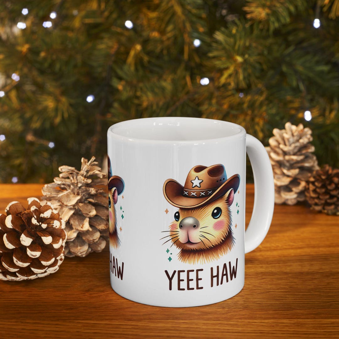 Cow Boy Yee Haw Capybara Ceramic Mug | Ceramic Coffee Cup | Gift Idea ...