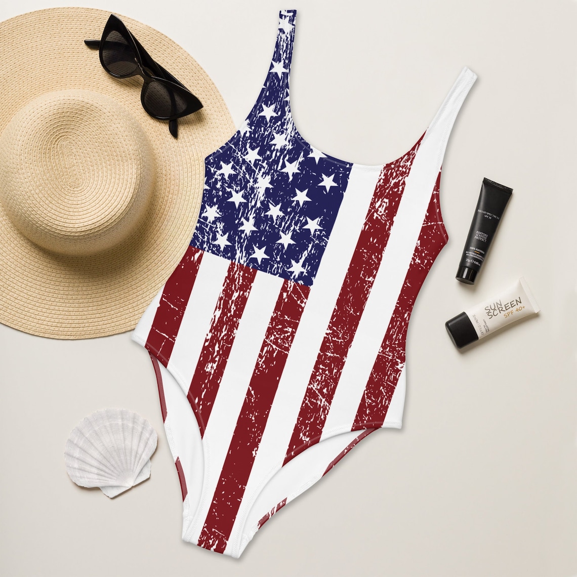 One-piece USA Flag Swimsuit - Etsy