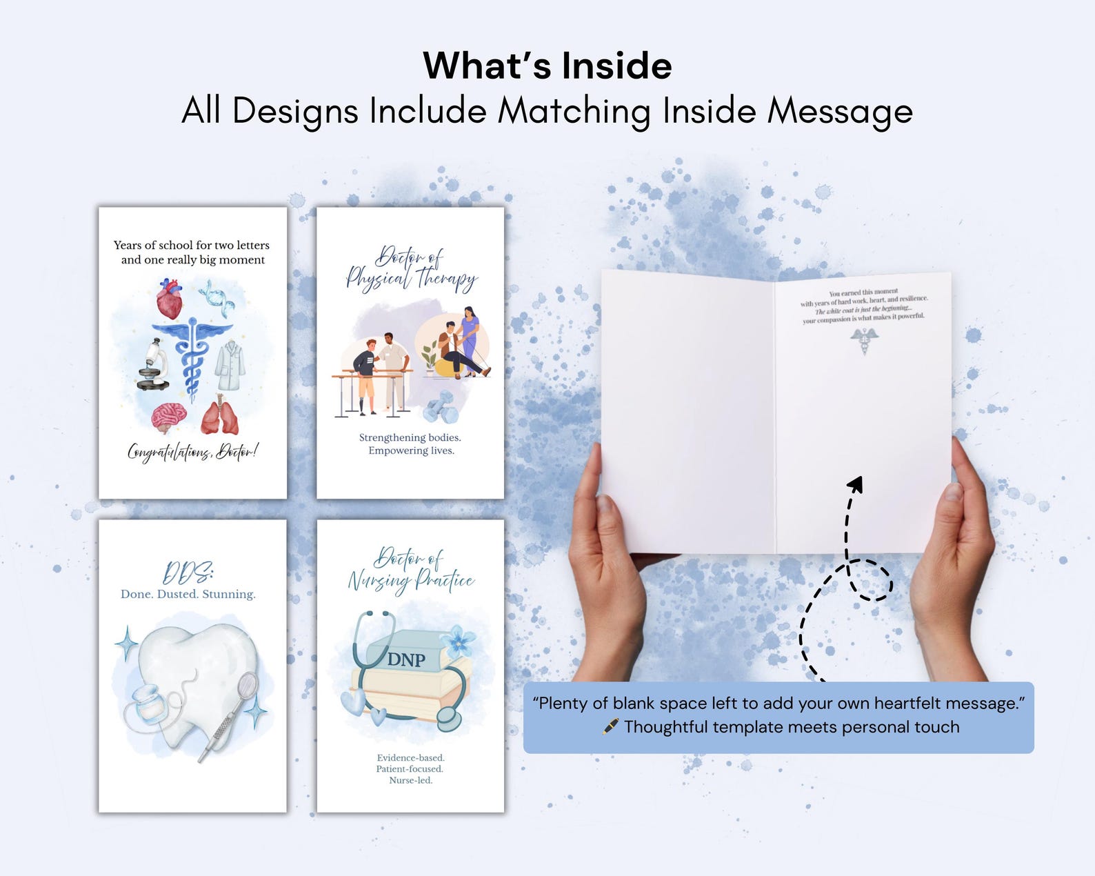 Healthcare Graduation Card Set: Printable Cards for Nurse, Doctor, and ...