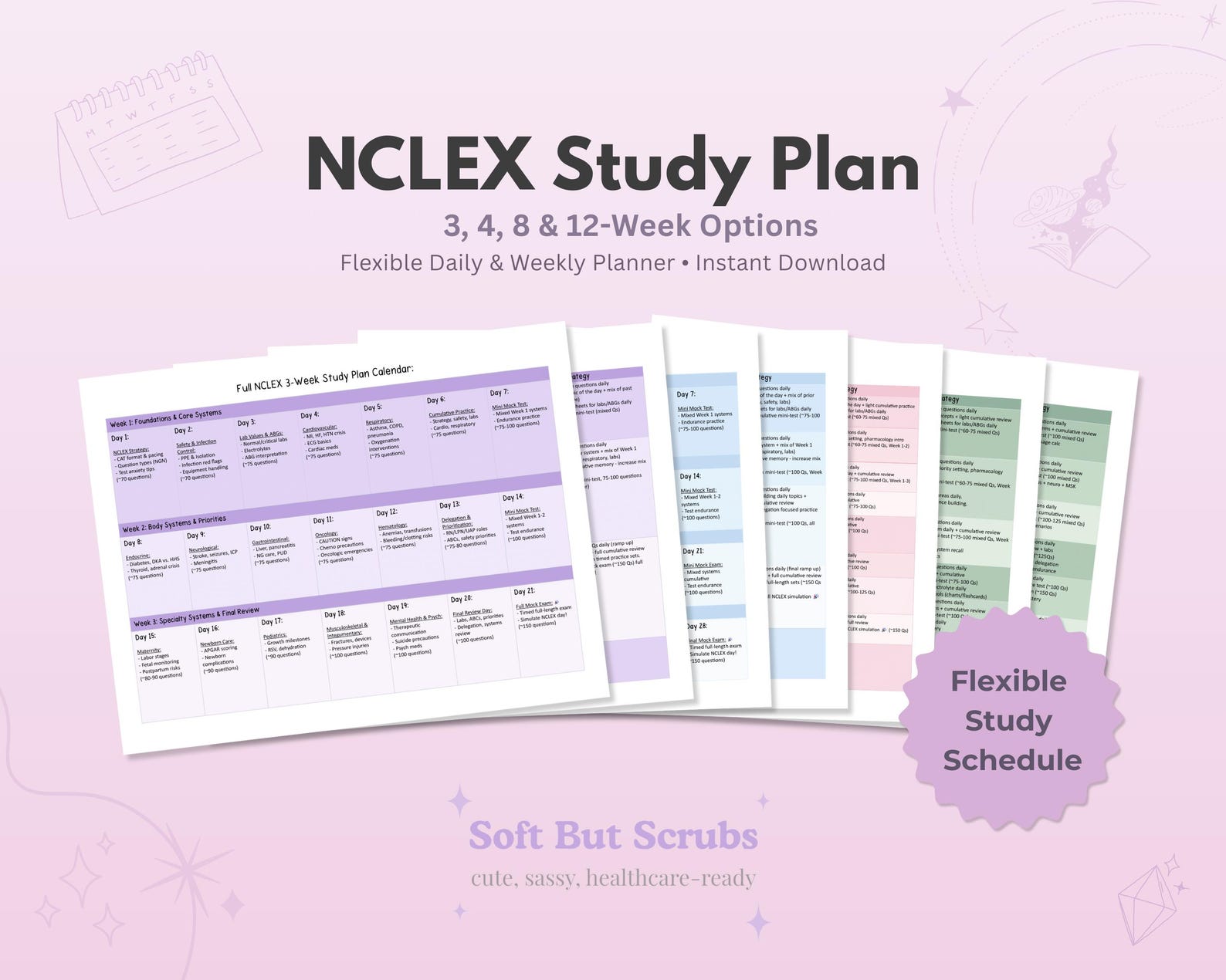 NCLEX Study Plan: 3, 4, 8 & 12-week Schedules (digital Download) - Etsy