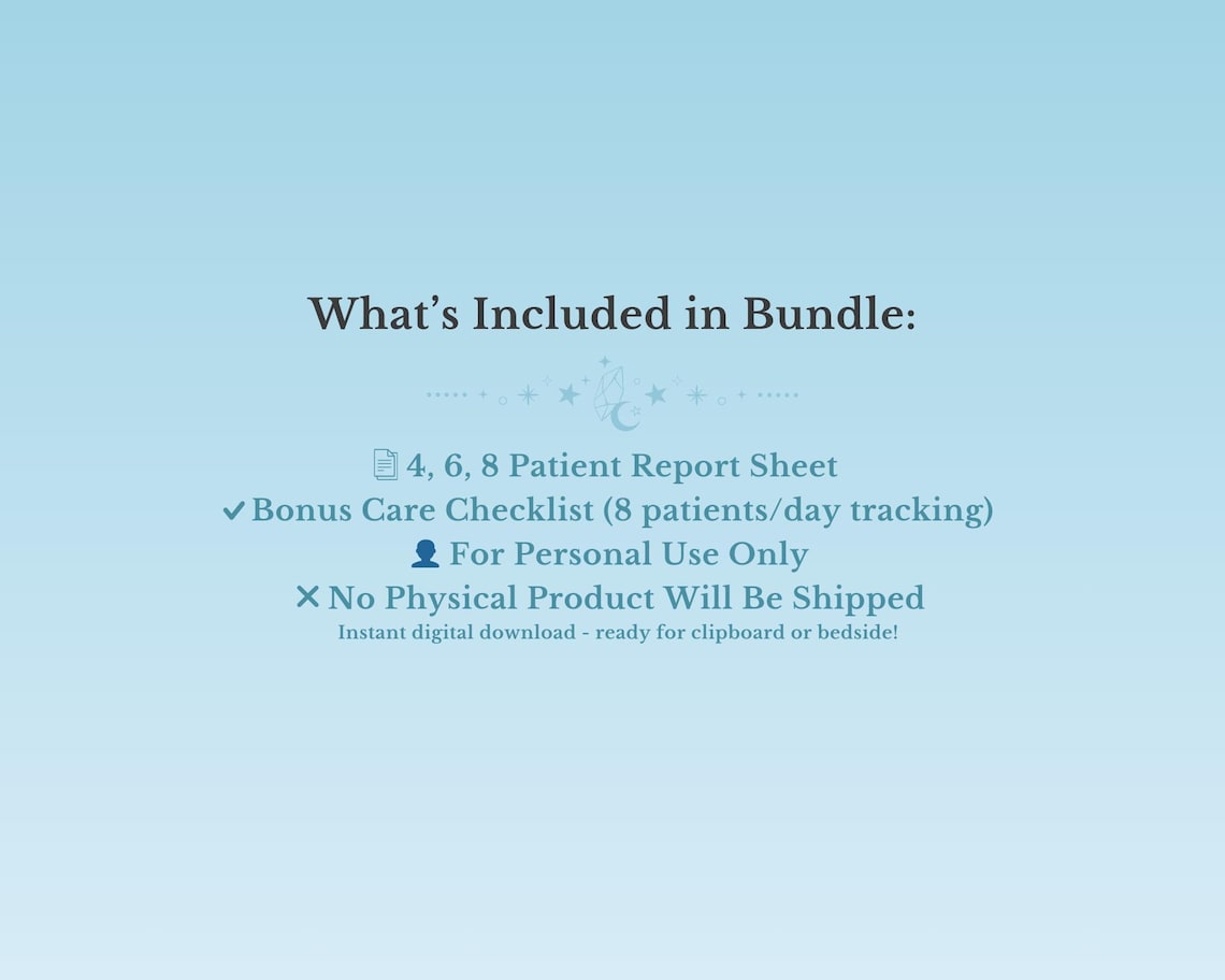 CNA PCT Report Sheet Bundle: Patient Care Checklist (printable PDF) - Etsy