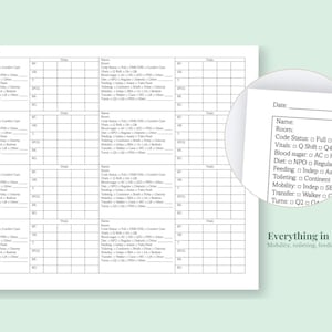 CNA PCT Report Sheet: 8 Patient Shift Organizer (printable PDF) - Etsy