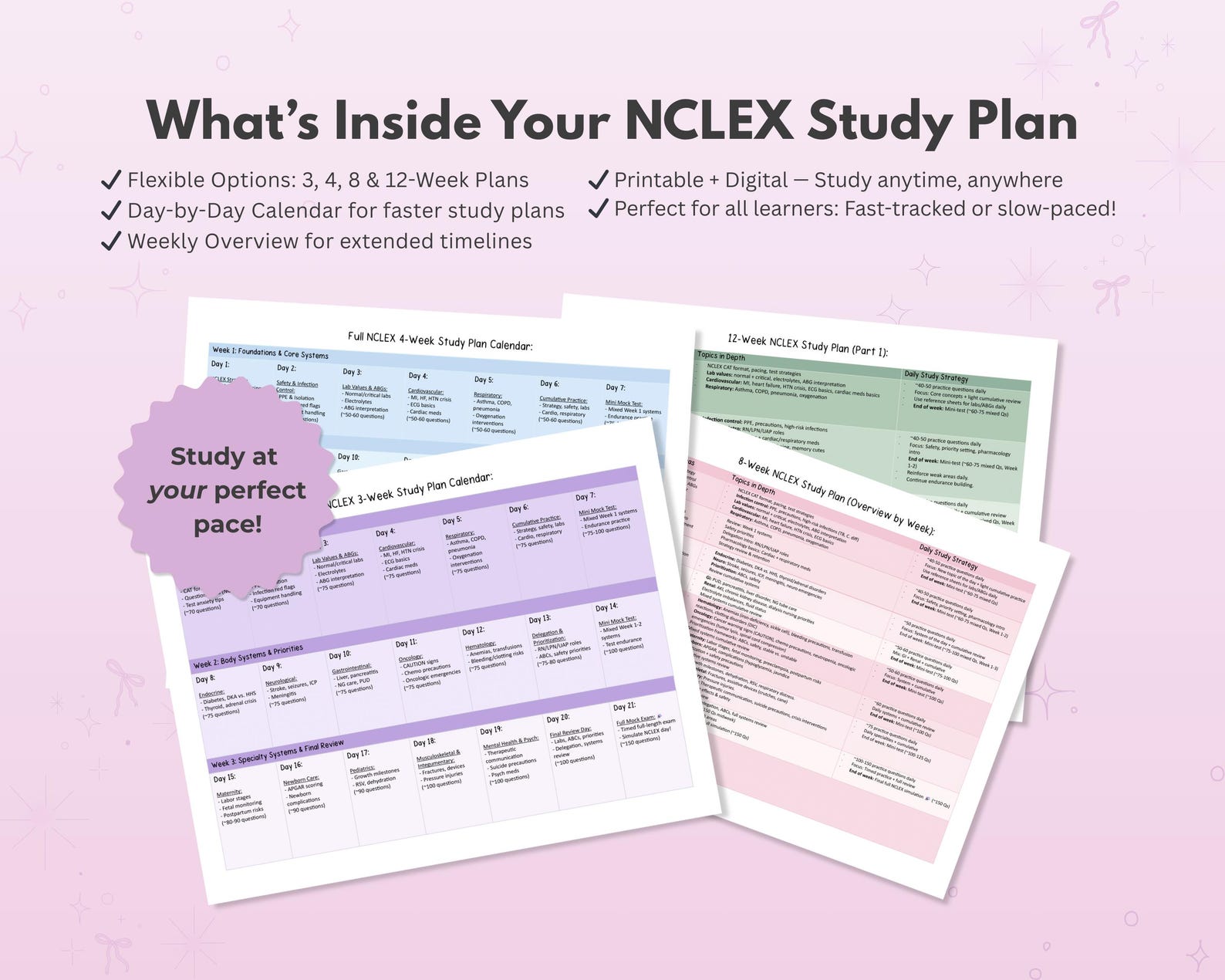 NCLEX Study Plan: 3, 4, 8 & 12-week Schedules (digital Download) - Etsy