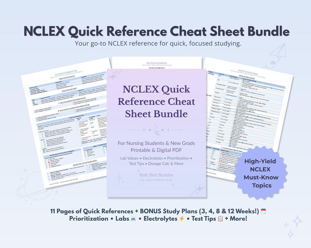 NCLEX Quick Reference Cheat Sheets: Study Bundle (digital Download) - Etsy