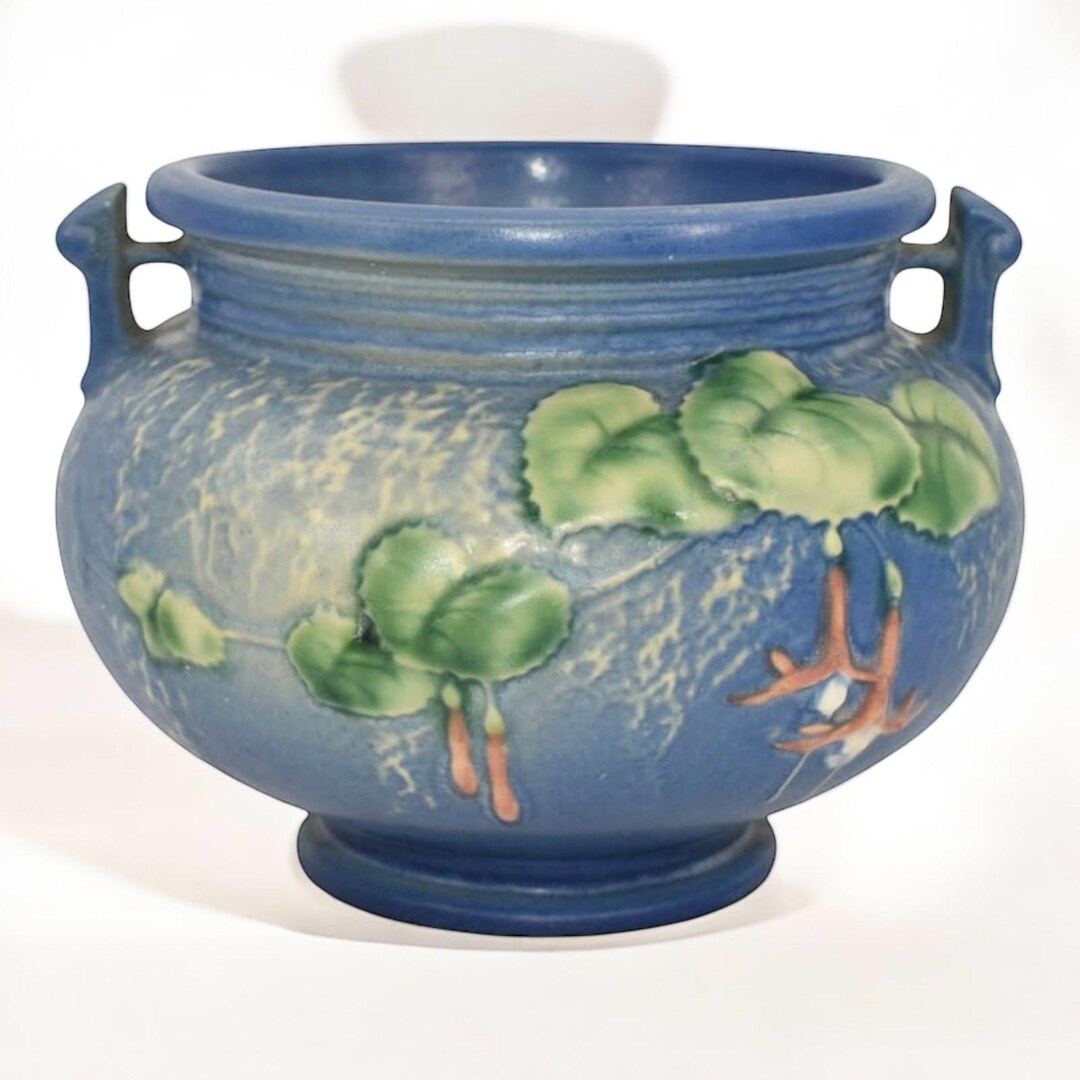 Roseville Fuchsia Blue 1938 Vintage Art Pottery Ceramic Jardiniere ...