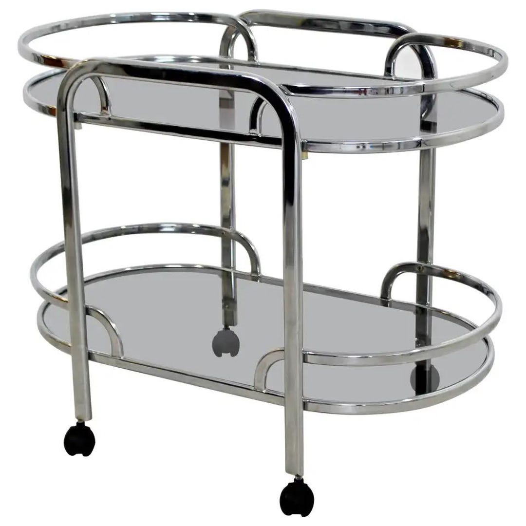 Vintage Bar Cart Mid Century Modern Baughman for DIA Chrome & Smoked ...