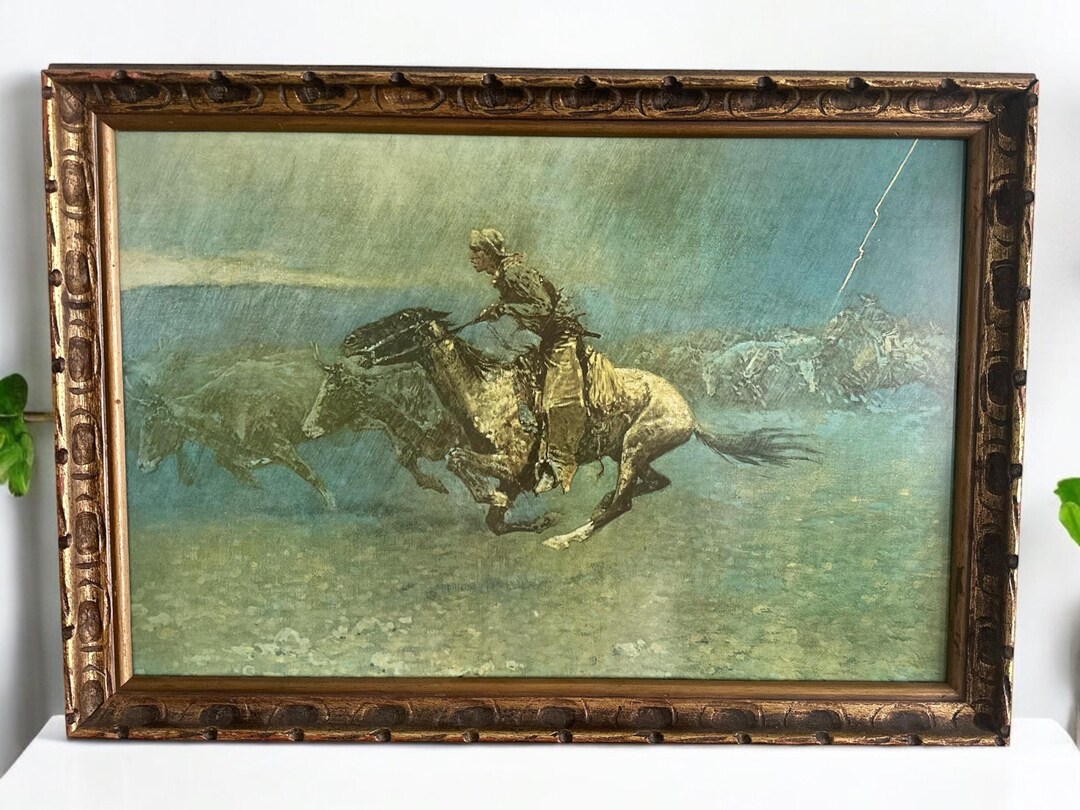Vintage Frederic Remington 'stampede by Lightning' Framed Art Print ...