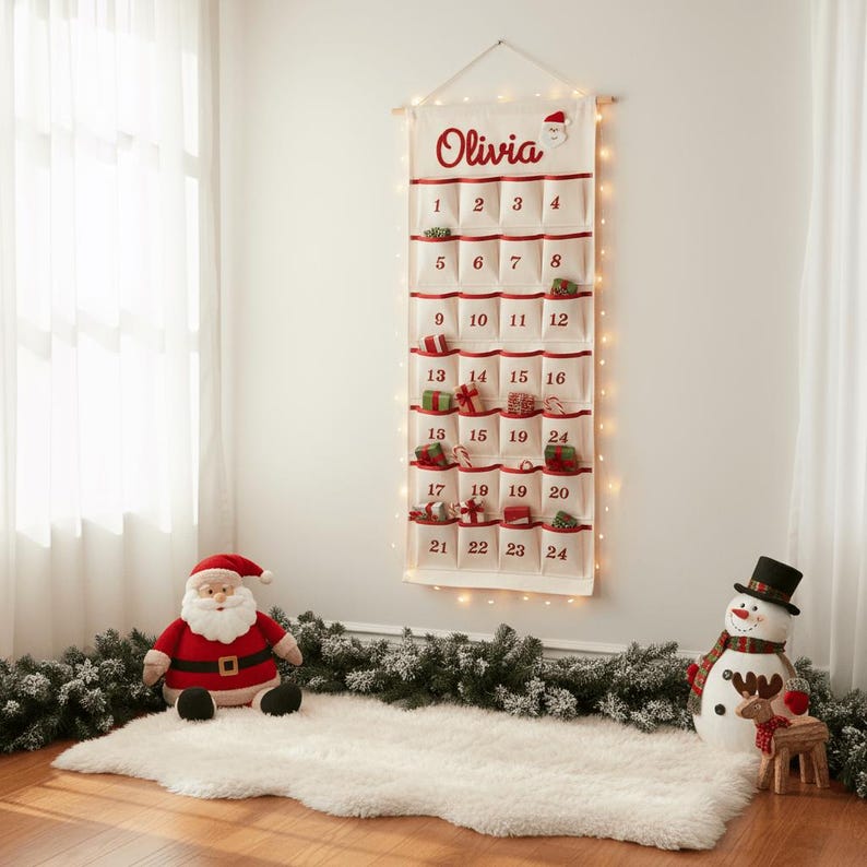 Personalized Kids Advent Calendar | Hand-embroidered Name Countdown ...
