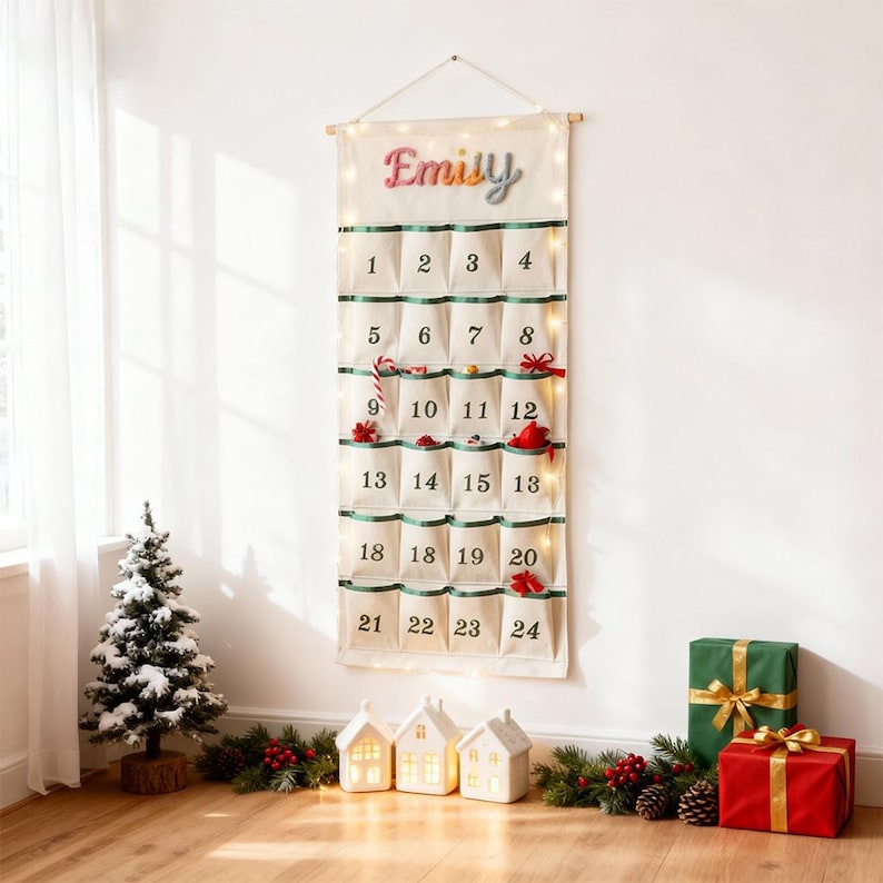Personalized Kids Advent Calendar | Hand-embroidered Name Countdown ...