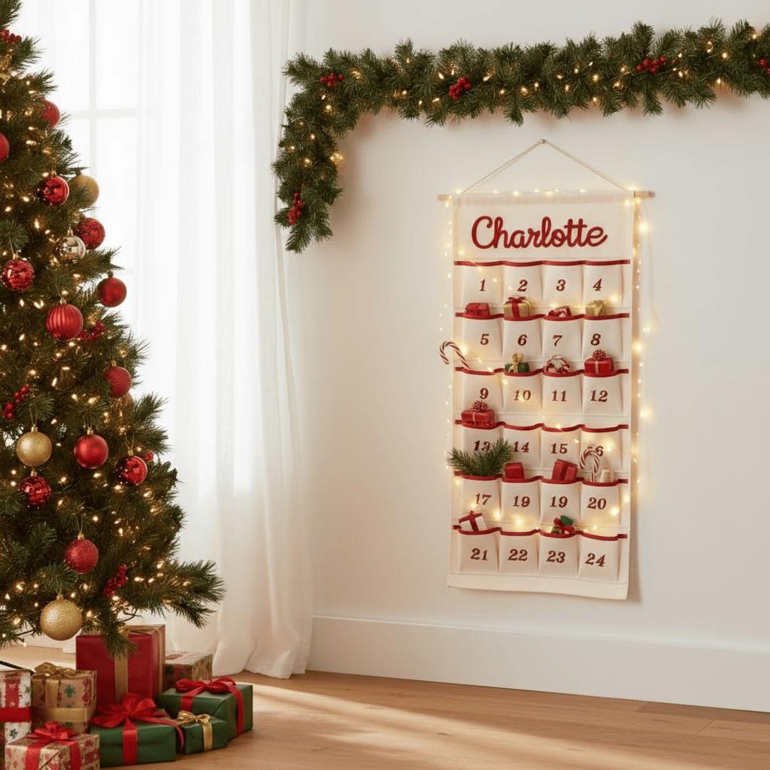 Personalized Kids Advent Calendar | Hand-embroidered Name Countdown ...