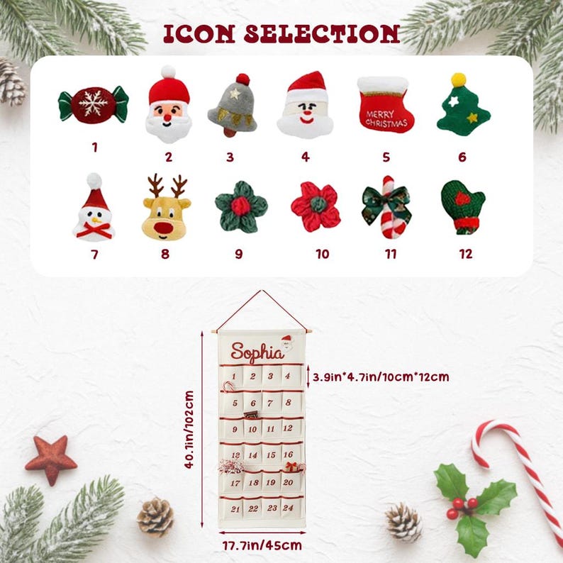 Personalized Kids Advent Calendar | Hand-embroidered Name Countdown ...