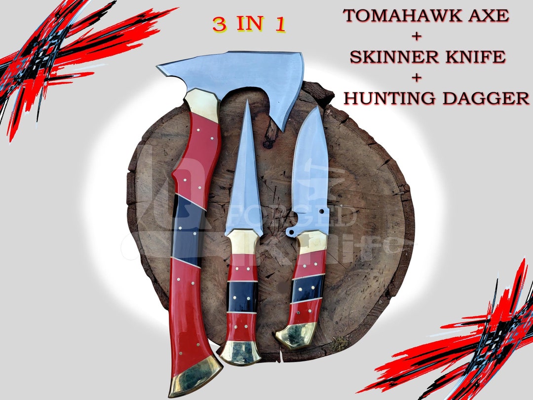 Tomahawk, Hand Made Hiking Axe Skinner Knife and Hunting Dagger Knife ...