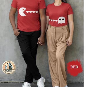 Custom Valentine Pac-man Couple T-shirts | Matching Valentine Shirts ...