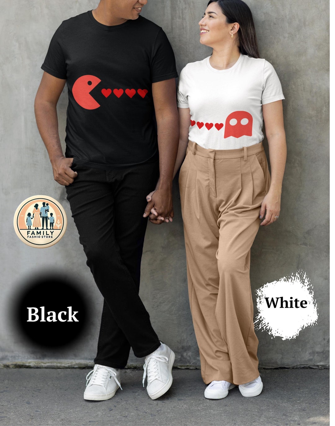 Custom Valentine Pac-man Couple T-shirts | Matching Valentine Shirts ...
