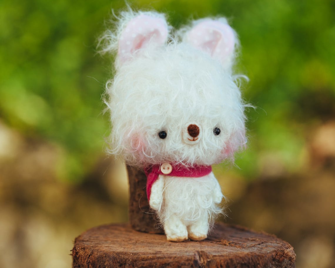 Bear Softie Toy / Miniature Plushie in Pink Blythe Pet Made - Etsy