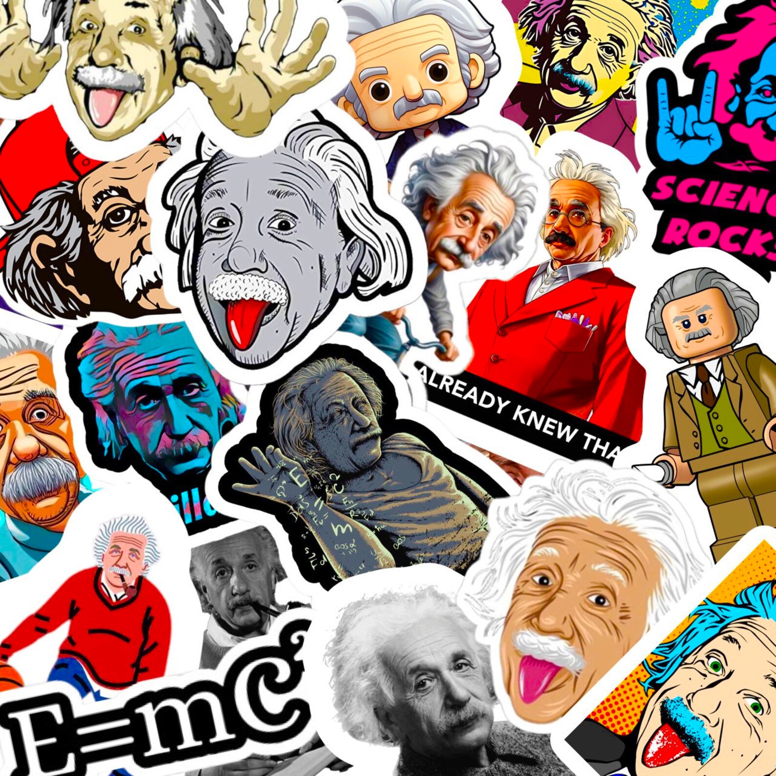 Einstein Stickers Science Stickers 20 Piece Sticker Set Waterproof ...