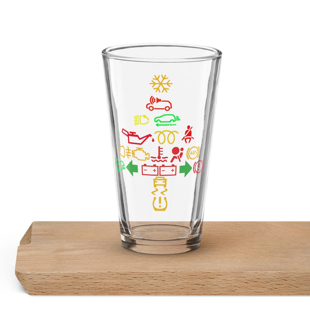 Car Warning Lights Christmas Tree Shaker Pint Glass - Perfect Gearhead ...