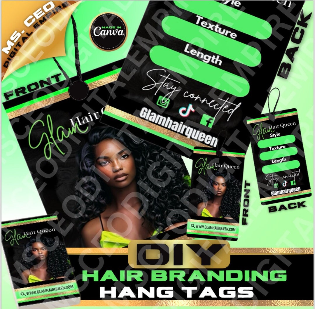 Digital Hang Tag Template for Hair Branding - Etsy