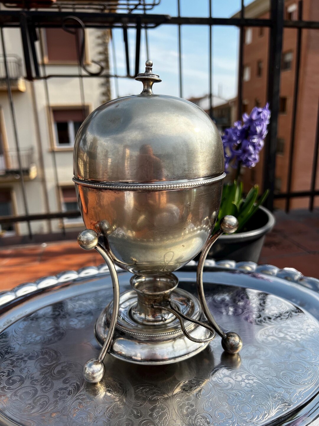 Rare Antique Egg Coddler - Martin & Hall Silver Plated Egg Cup With Lid ...