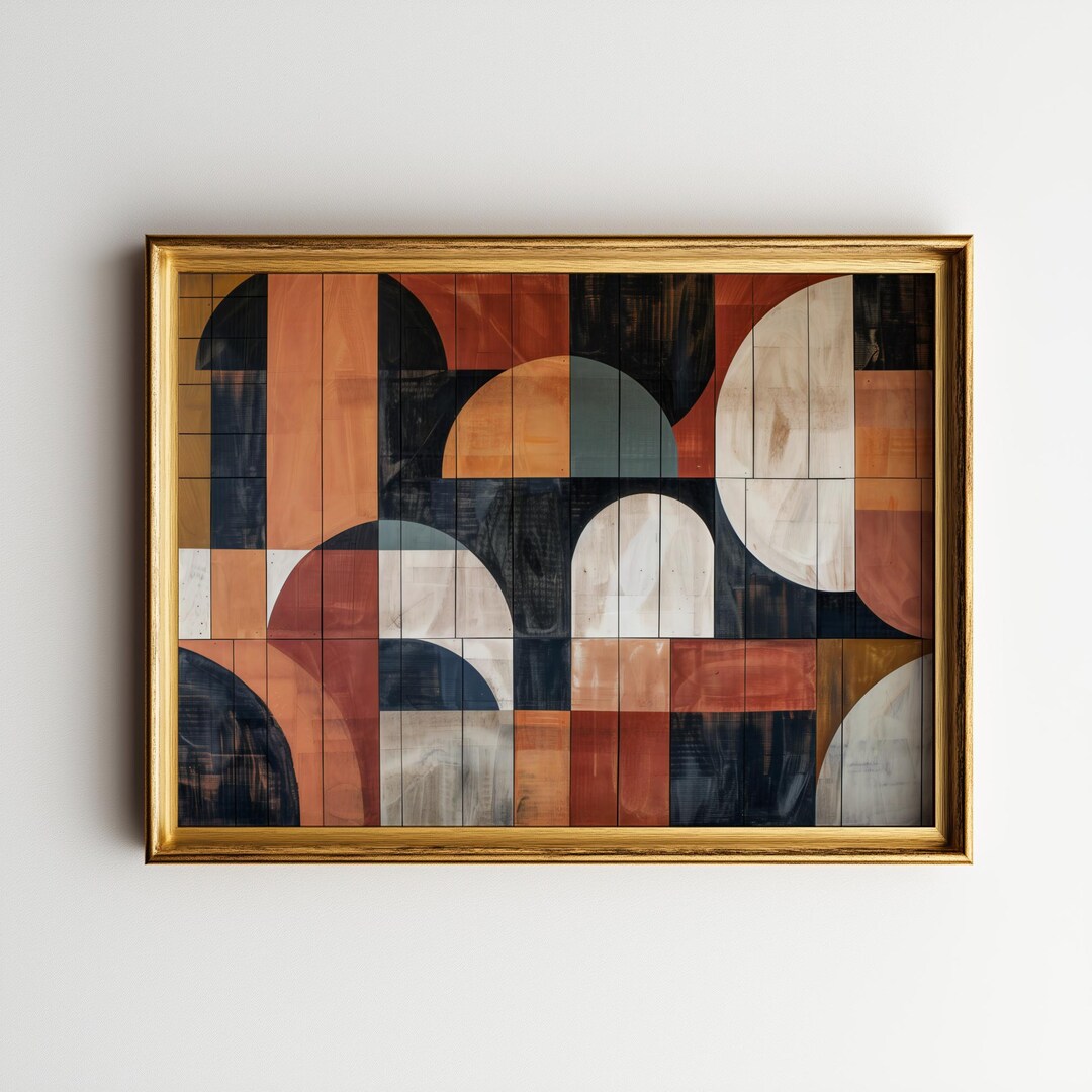 Mid Century Modern Wall Art – MCM Geometric Pattern Print, Retro ...