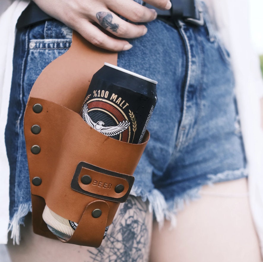 Personalized Beer Can Holder, Leather Beer Holder, Leather Drink Holder ...