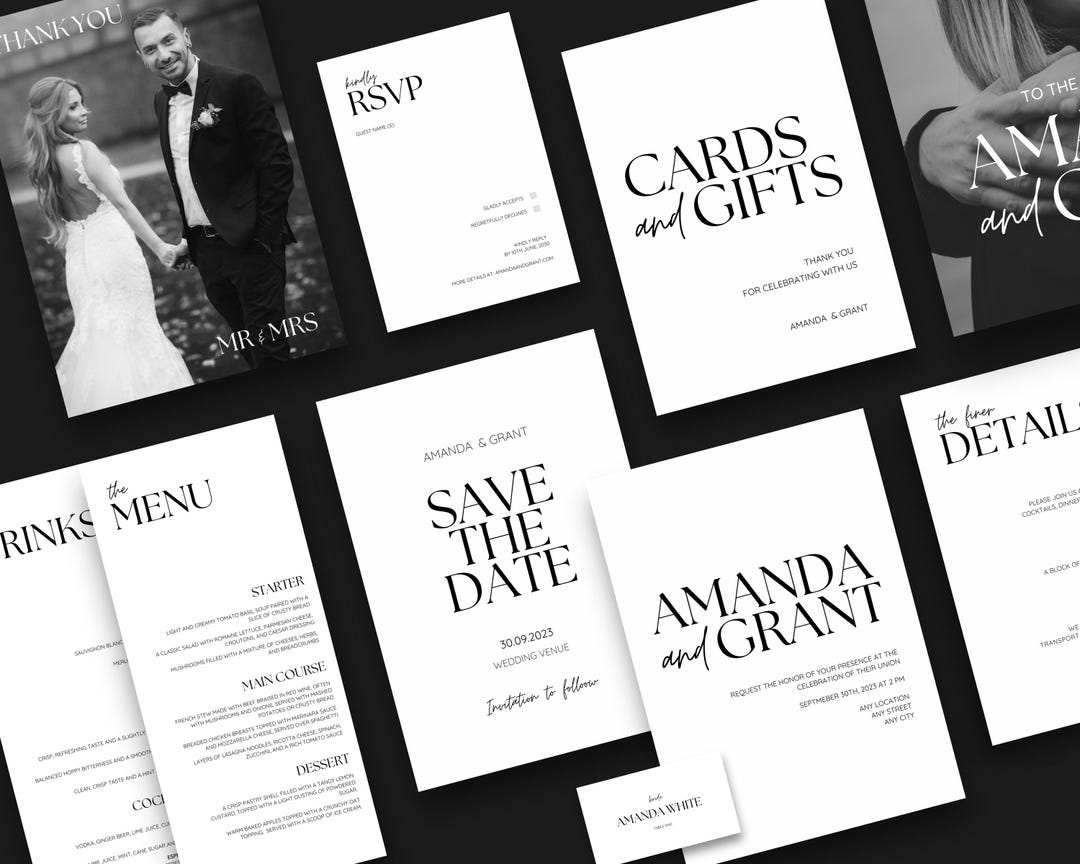 Minimal Wedding Bundle Template Modern Wedding Bundle Canva Template ...