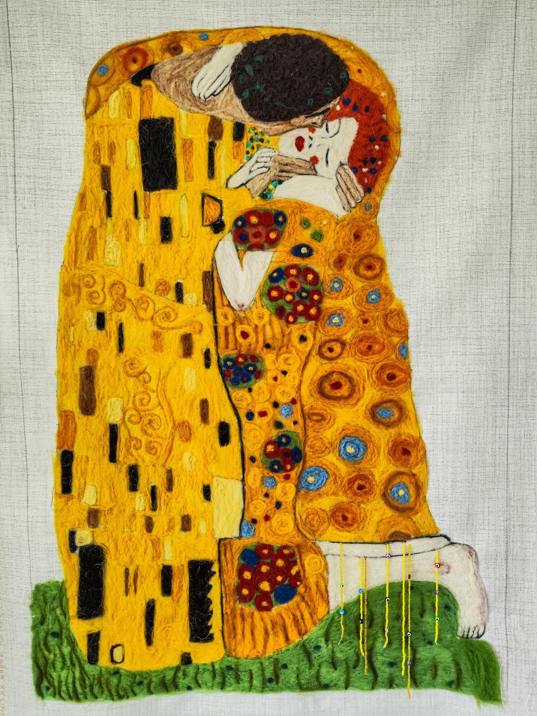 Gustav Klimt the Kiss Wool Painting, Kissing Wall Art, Felted Tapetry ...