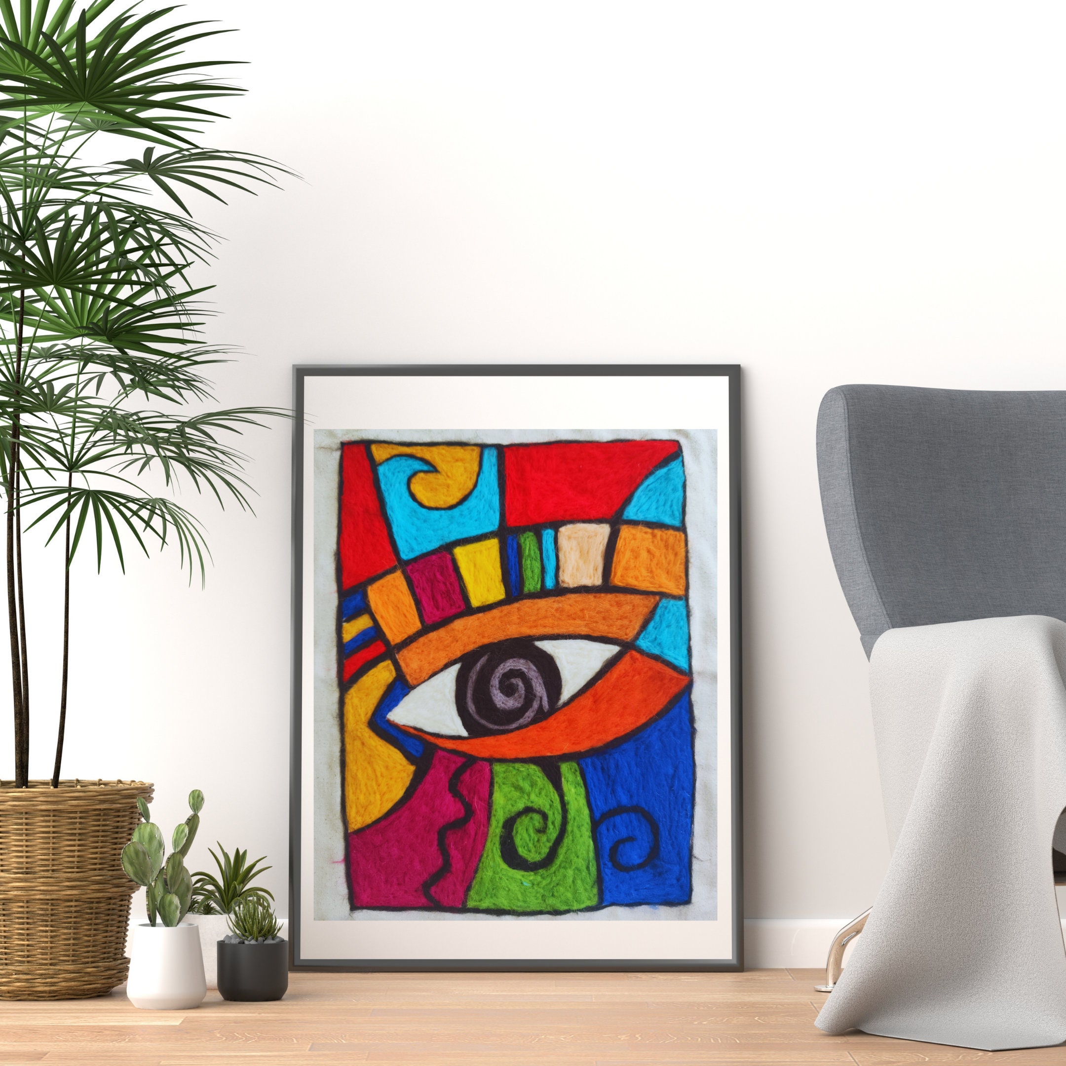 Eye of Horus Wall Art: Abstract Felted Bohemian Tapestry - Etsy