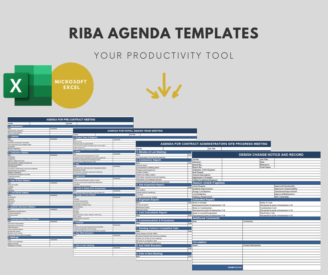RIBA Agenda Excel Workbook | Design Change | Design Meetings ...
