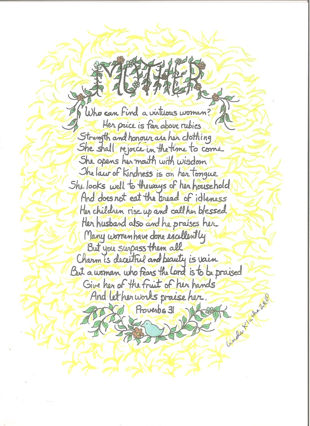 Poem for Mom, Proverbs 31, - Etsy
