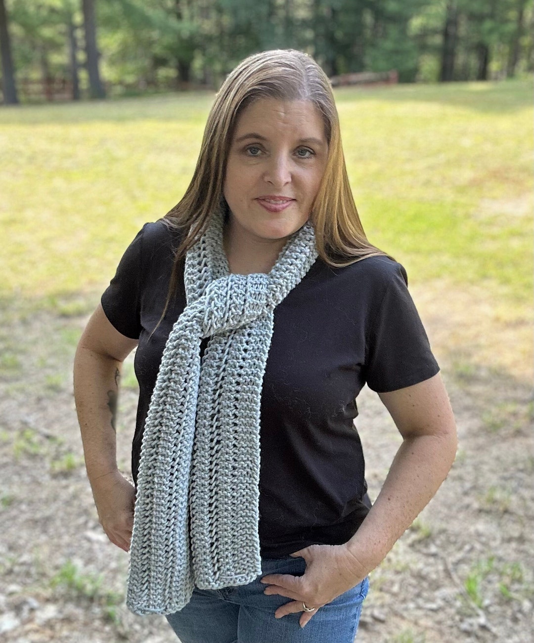 Gorgeous Open Weave Light Gray Hand Knit Scarf - Etsy