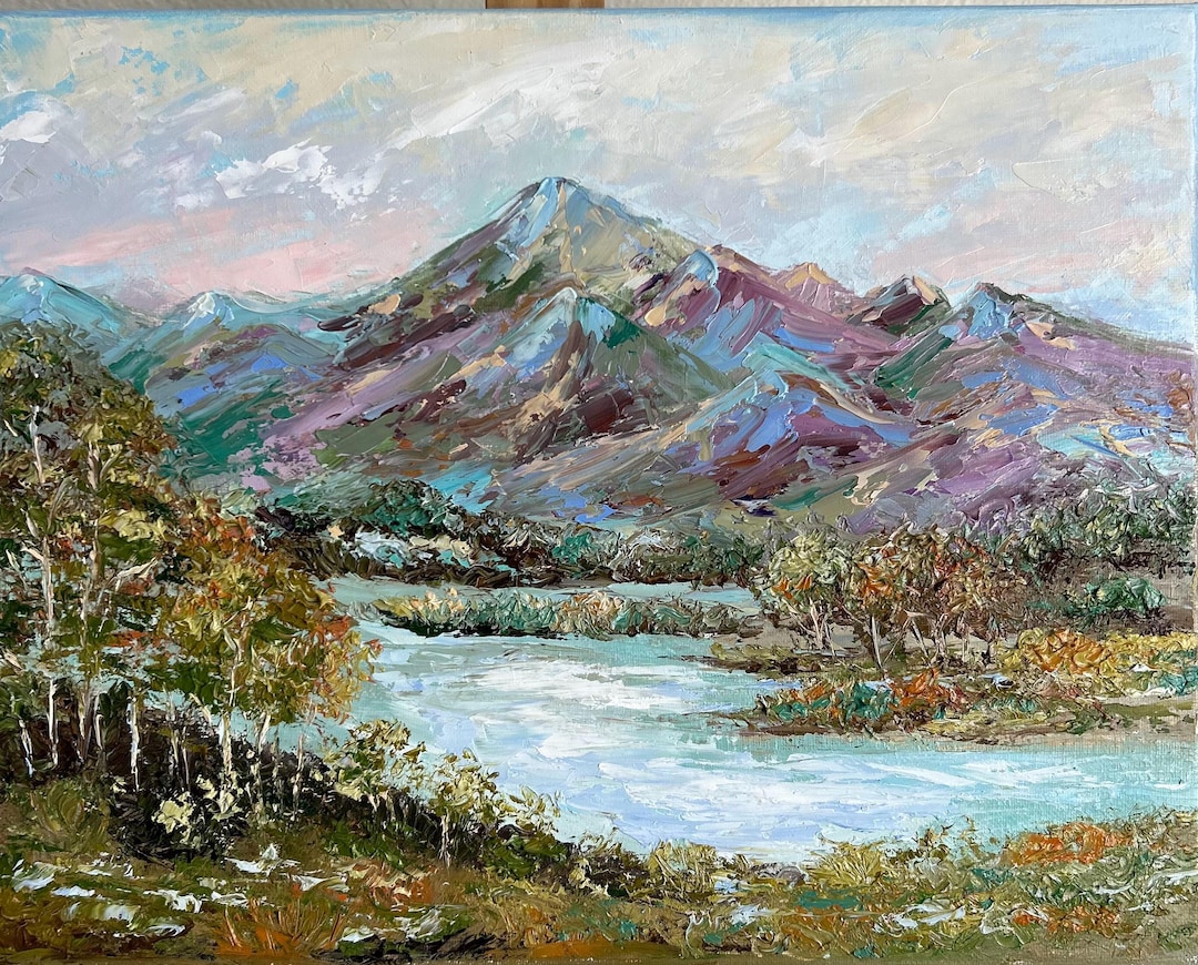 Mountain Landscape Textured Palette Knife Painting Original Oil Art ...