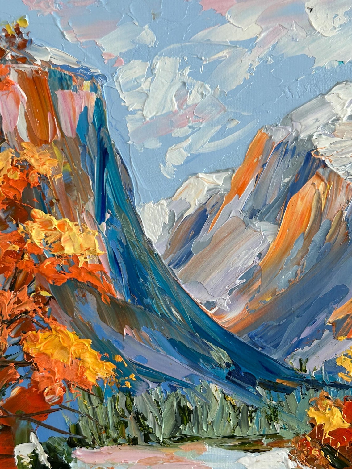 Yosemite National Park Painting Oil Original Impasto Mountain Landscape ...