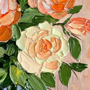 Small Pink Roses Oil Painting: Impasto Floral Art Palette Knife - Etsy