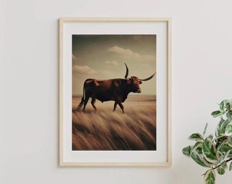 Longhorn Print, Longhorn Texas, Cow Print, Cow Poster, Horns Print ...