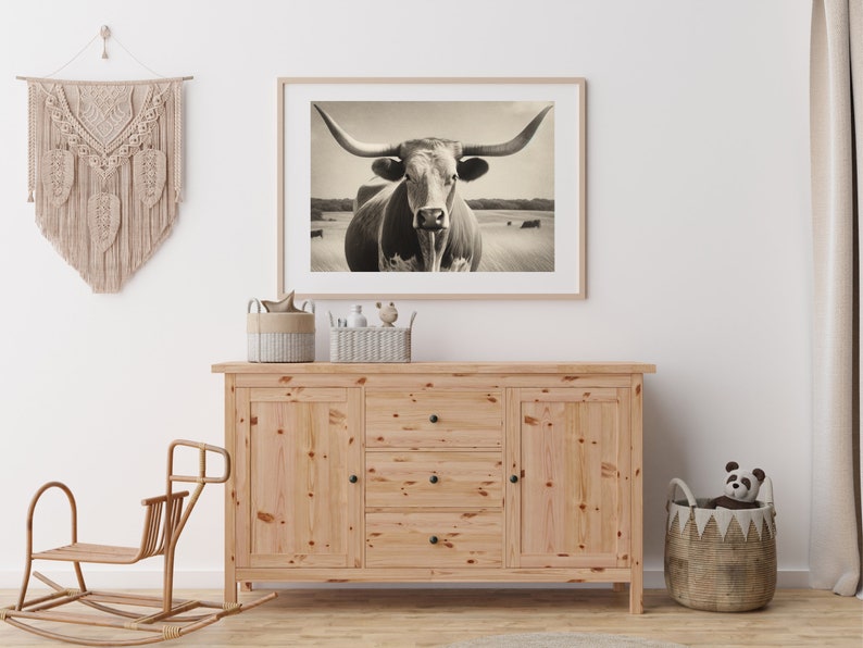 Longhorn Cow Print Printable Rustic Wall Decor Ranch Print Farm Print ...