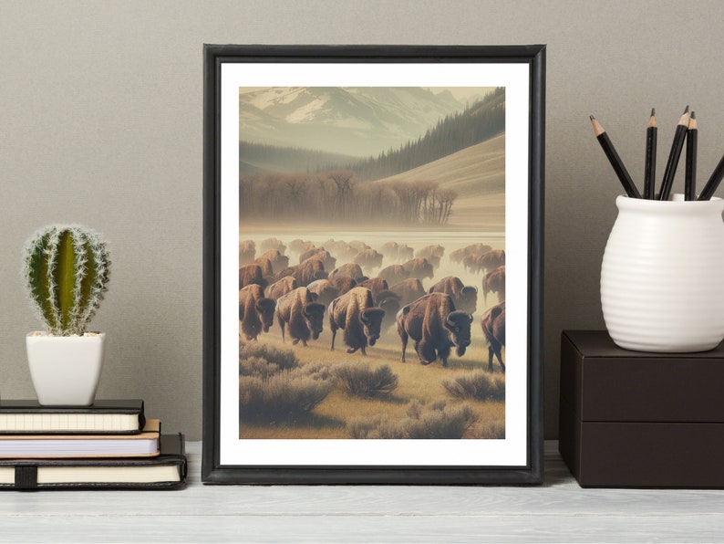 Printable Set Vintage Western Buffalo Landscape Retro Photo, Country ...