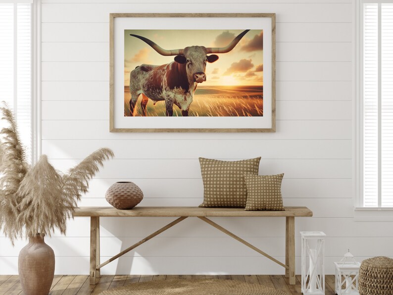 Longhorn Cow Print, Printable, Rustic Wall Decor, Ranch Print, Farm ...