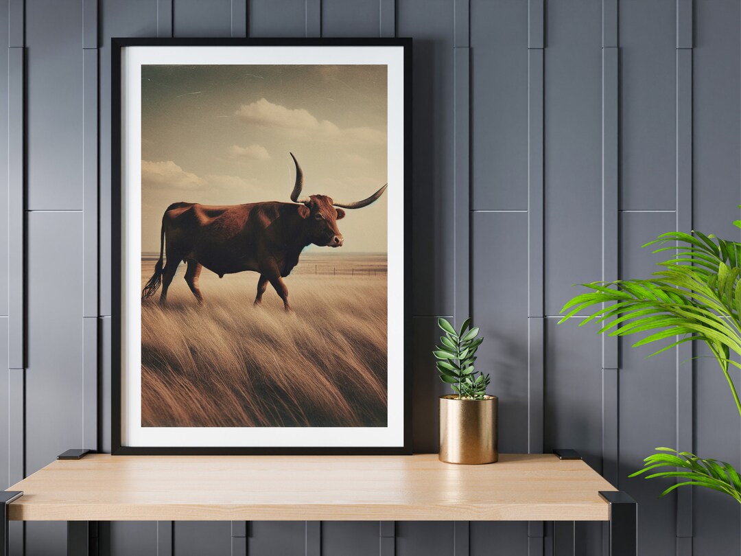 Longhorn Cow Print Printable Rustic Wall Decor Ranch Print Farm Print ...